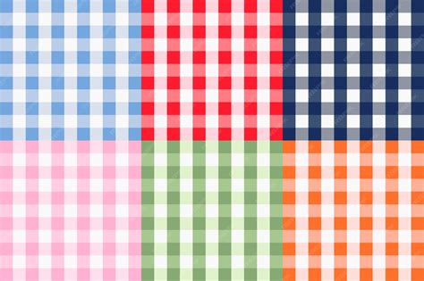 Premium Vector Colorful Picnic Cloth Pattern Set