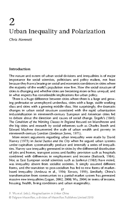 9780230299122 2 17 2 Urban Inequality And Polarization Chris Hamnett Introduction The Nature