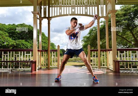 Boxer Ben Kite Is Seen Shadow Boxing In The Rotunda At New Farm Park In