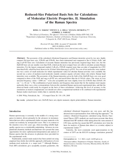 Pdf Reduced Size Polarized Basis Sets For Calculations Of Molecular Electric Properties Ii