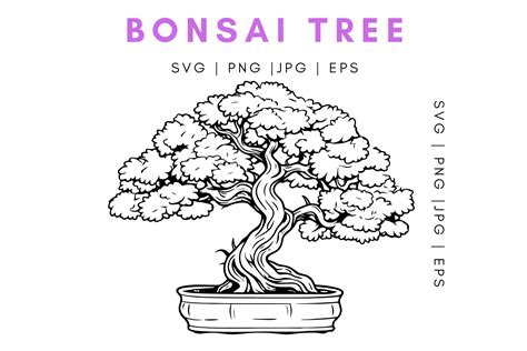 Bonsai Tree SVG Ornamental Dwarf Tree House Plant Silhouette Clipart Cut File Instant Download