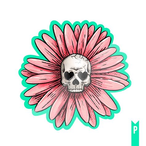Pop Skull Daisy Sticker Limited — Keith P Rein The P Is For Penis