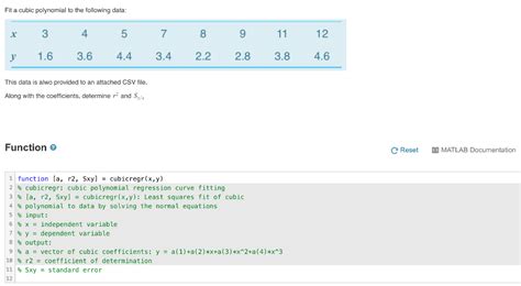 Solved Fit A Cubic Polynomial To The Following Data х 3 4 5