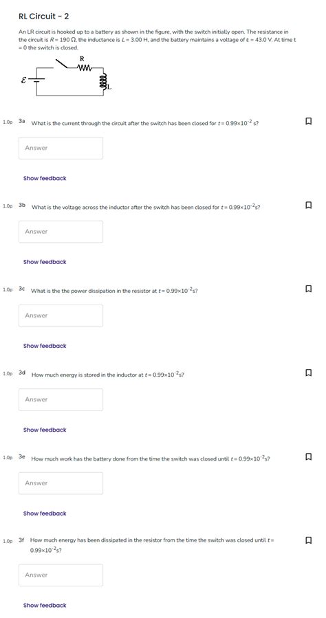 Solved RL Circuit 2An LR Circuit Is Hooked Up To A Battery Chegg Com