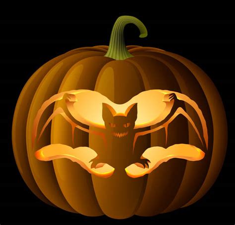 Spooky Bat Pumpkin Carving Pattern Celebrating Halloween