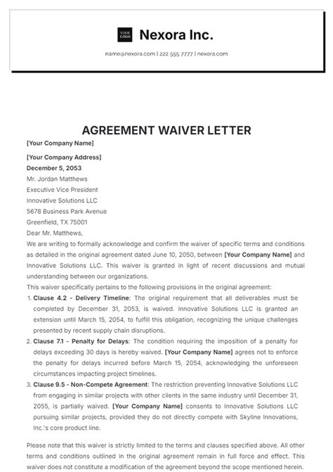 Free Waiver Templates To Edit Online And Print