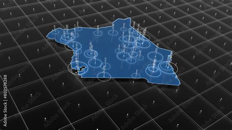 Kenya Blue Map Big Data Visualization Futuristic Infographic Map Information Aesthetics