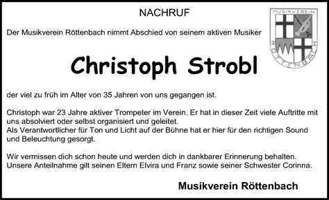 Traueranzeigen Von Christoph Strobl Trauer Nn De