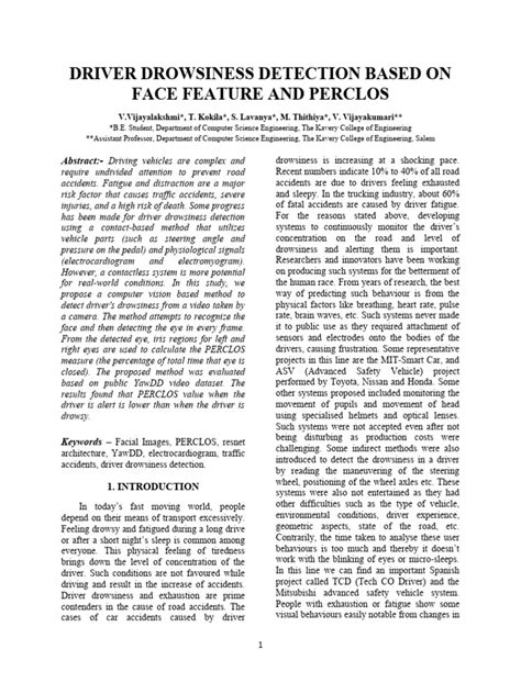 Driver Drowsiness Detection Based On Face Feature And Perclos Pdf