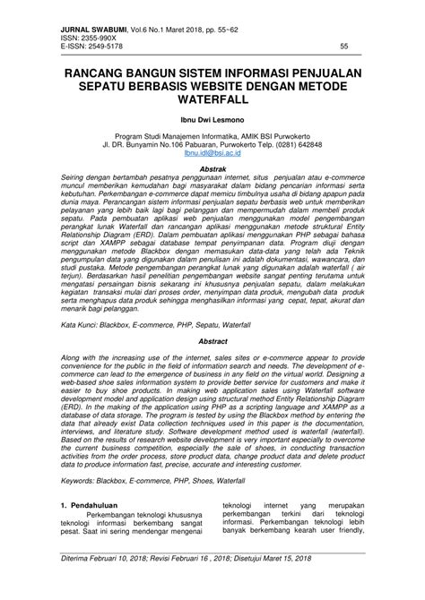 Pdf Rancang Bangun Sistem Informasi Penjualan Sepatu Berbasis Website Dengan Metode Waterfall