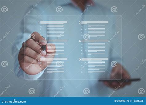 Check List Business People Take An Assessment Questionnaire Evaluation Or Online Survey Exam