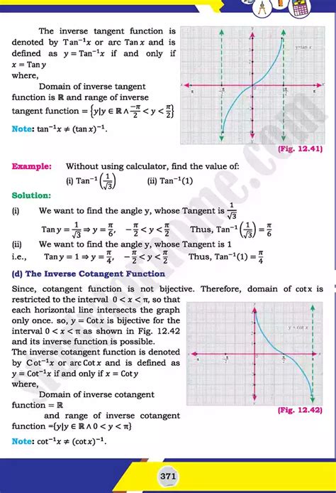 Graphs Of Trigonometric And Inverse Trigonometric Functions Unit 12 Mathematics 11th Text Book