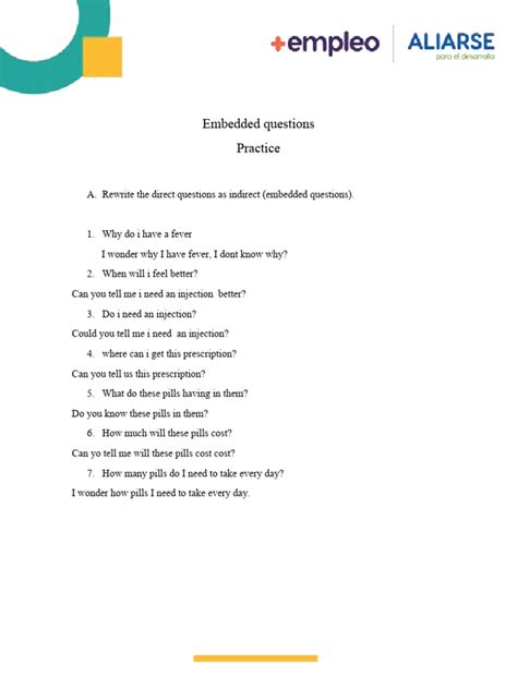 Embedded Questions Practice Pdf
