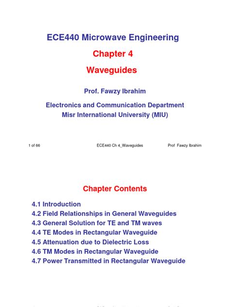 Ece440 Mw Chapter 4 Waveguides Pdf Waveguide Transmission Line