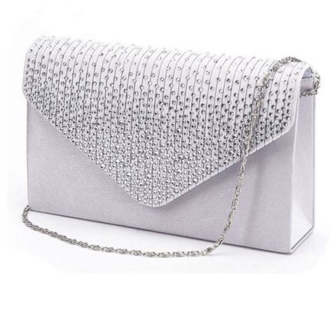 Ladies Large Evening Satin Diamante Ladies Clutch Bag Party Envelope