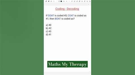 Coding And Decoding Maths Mathematicsolympiad Olympiad Reasoning Logical Tricks Short