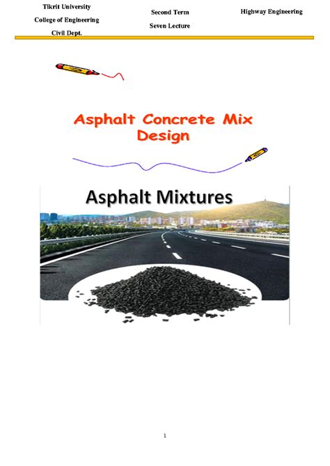 Asphalt Concrete Mix Design Highway Engineering Second Term Seven Lecture College Of