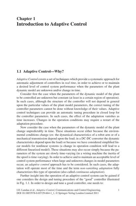 PDF Introduction To Adaptive Control DOKUMEN TIPS