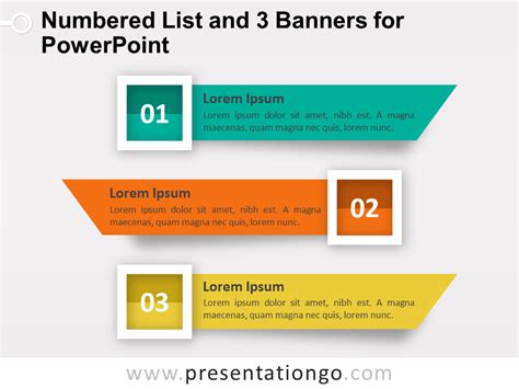 Numbered List And 3 Banners For PowerPoint PresentationGO