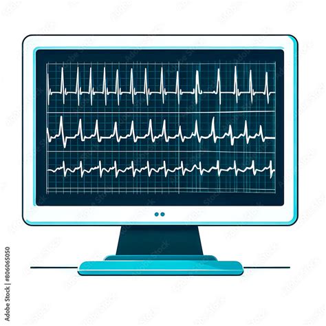 Isolated Vector Illustration Showing A Digital Screen Of An Electrocardiogram ECG For