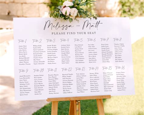 Elegant Wedding Seating Chart Easy To Customize And Print