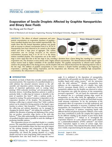 Pdf Evaporation Of Sessile Droplets Affected By Graphite Nanoparticles And Binary Base Fluids