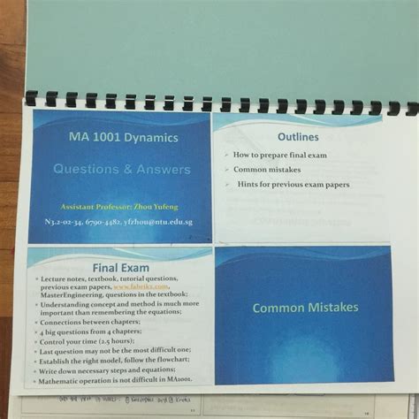Ma1001 Dynamics Notes And Exam Common Questions With Solutions Full Tutorial Solutions And Pyp