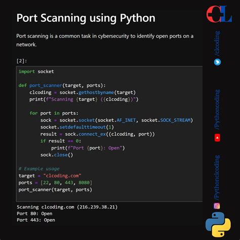 python coding on linkedin port scanning using python