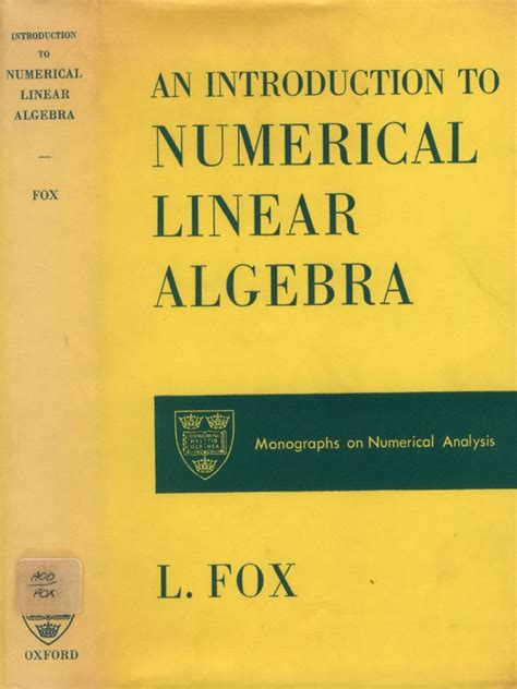 L Fox An Introduction To Numerical Linear Algebra Oxford University Press 1967 Pdf Pdf