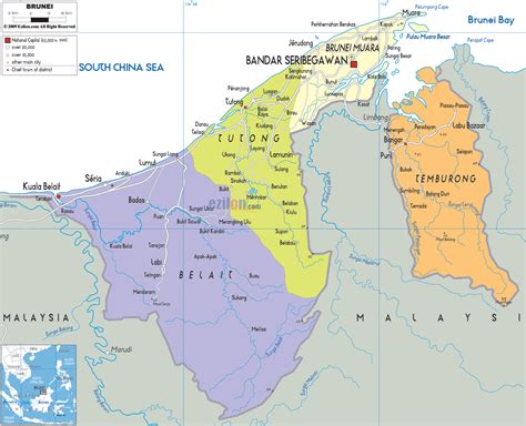 Map Of Brunei Brunei Map With Cities Towns And Districts Ezilon Maps