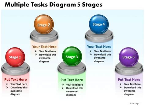 Multiple Tasks Diagram 5 Stages 88 PowerPoint Templates Download PPT Background Template