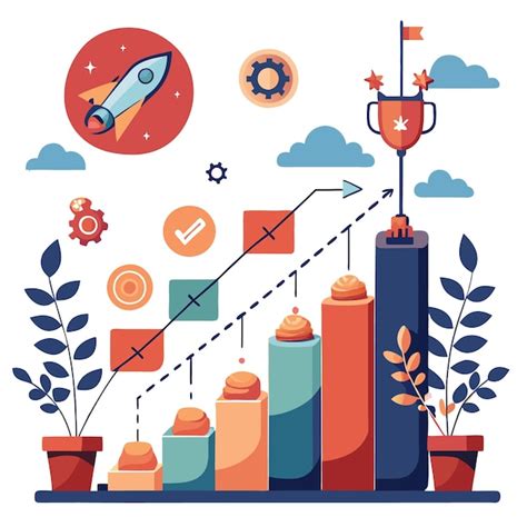 A Colorful Illustration Depicting Growth And Achievement Metrics Premium Ai Generated Vector