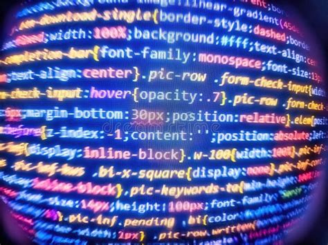 blue color trendy design minificated web development javascript code close up in sunset rays