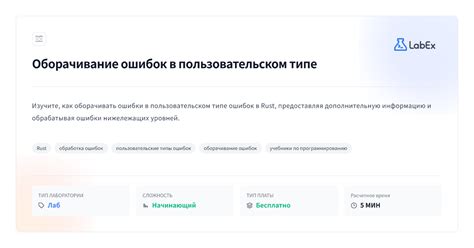 Оборачивание ошибок в пользовательском типе Labex