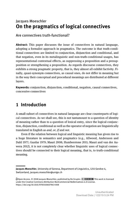 PDF On The Pragmatics Of Logical Connectives Are Connectives Truth Functional