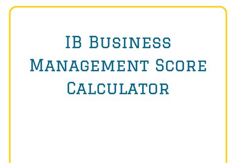 IB Business Management Score Calculator
