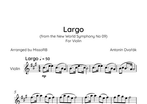 Largo From Symphony No 9 From The New World Solo Violin In A