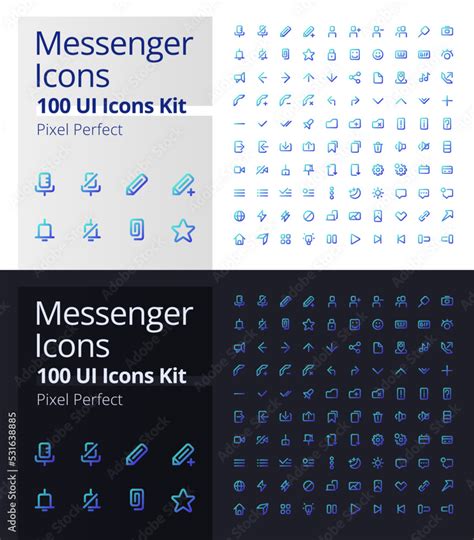 Messenger Pixel Perfect Gradient Linear Ui Icons Kit For Dark Light