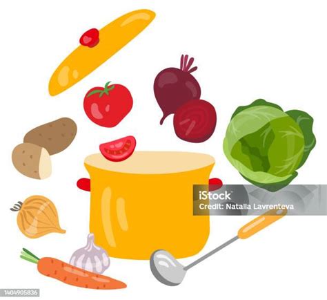 비트 뿌리 수프 재료 비트 뿌리 감자 토마토 양파 당근 마늘 양배추 손으로 그린 벡터 일러스트레이션 웹 사이트 스티커 기프트