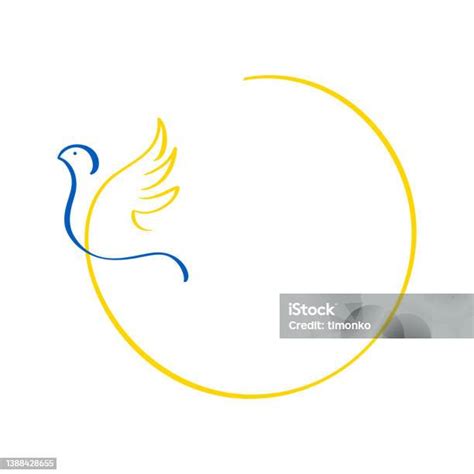 서예 선형 비둘기와 우크라이나어 플래그의 색상텍스트 프레임 우크라이나에서 전쟁을 중지합니다 평화의 상징 흰색 배경에 격리된 벡터 그림 다이빙에 대한 스톡 벡터 아트 및 기타