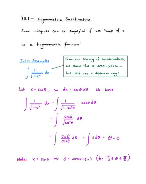 Trigonometric Substitution Trigonometric Substitution Some Integrals Can Be Simplified If We