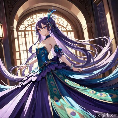 A Girl Wearing A Peacock Gown Ai Girls Art