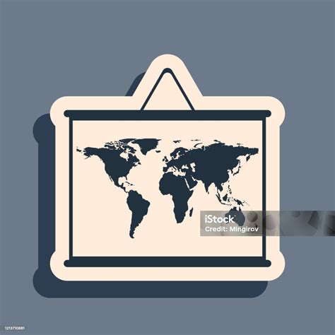 회색 배경에 격리 된 학교 칠판 아이콘에 블랙 월드지도 칠판에지도 의 그림 긴 그림자 스타일입니다 벡터 일러스트레이션 개념에 대한 스톡 벡터 아트 및 기타 이미지 Istock