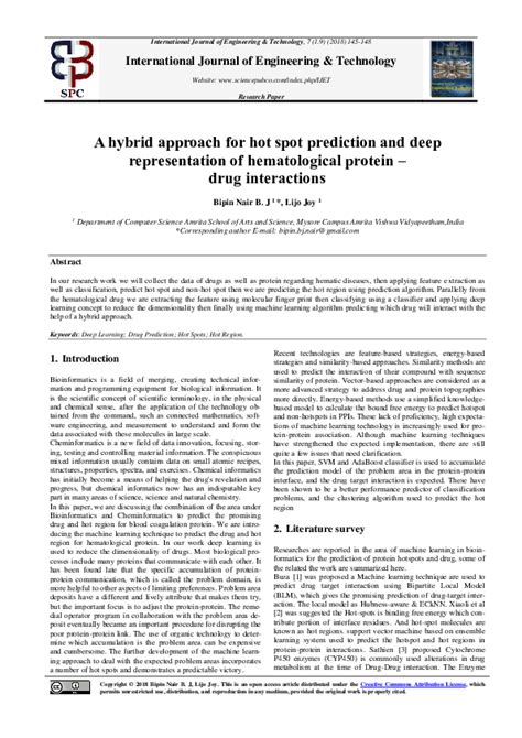 Pdf A Hybrid Approach For Hot Spot Prediction And Deep Representation Of Hematological Protein