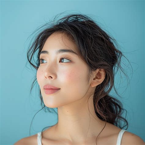 Premium Photo A Woman With A White Tank Top And A White Tank Top Has A Blue Background