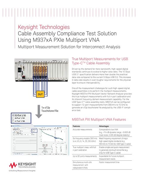 Cable Assembly Compliance Test Solution Using M937xa Pxie Multiport Vna Pdf Asset Page Keysight