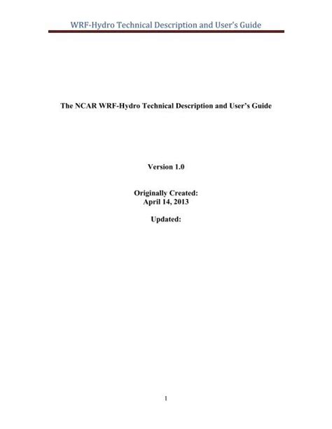 Wrf Hydro Technical Description And Users Guide