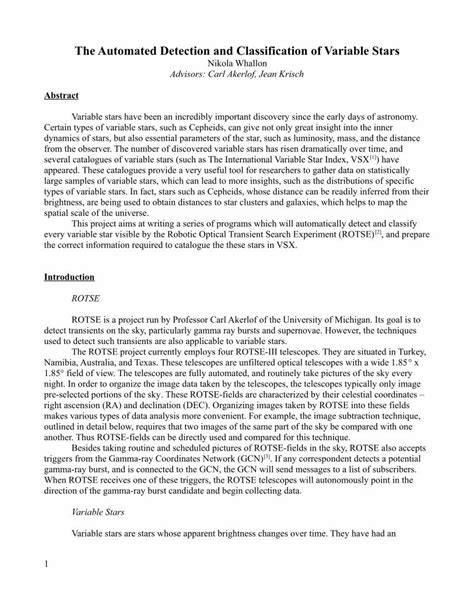 pdf the automated detection and classification of variable stars