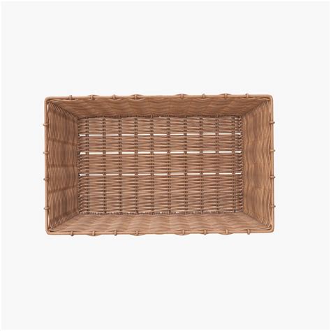 Rectangular Wicker Basket 02 Light Brown 3d Model Download Tableware On