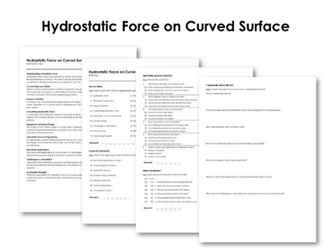 hydrostatic force on curved surface teaching resources
